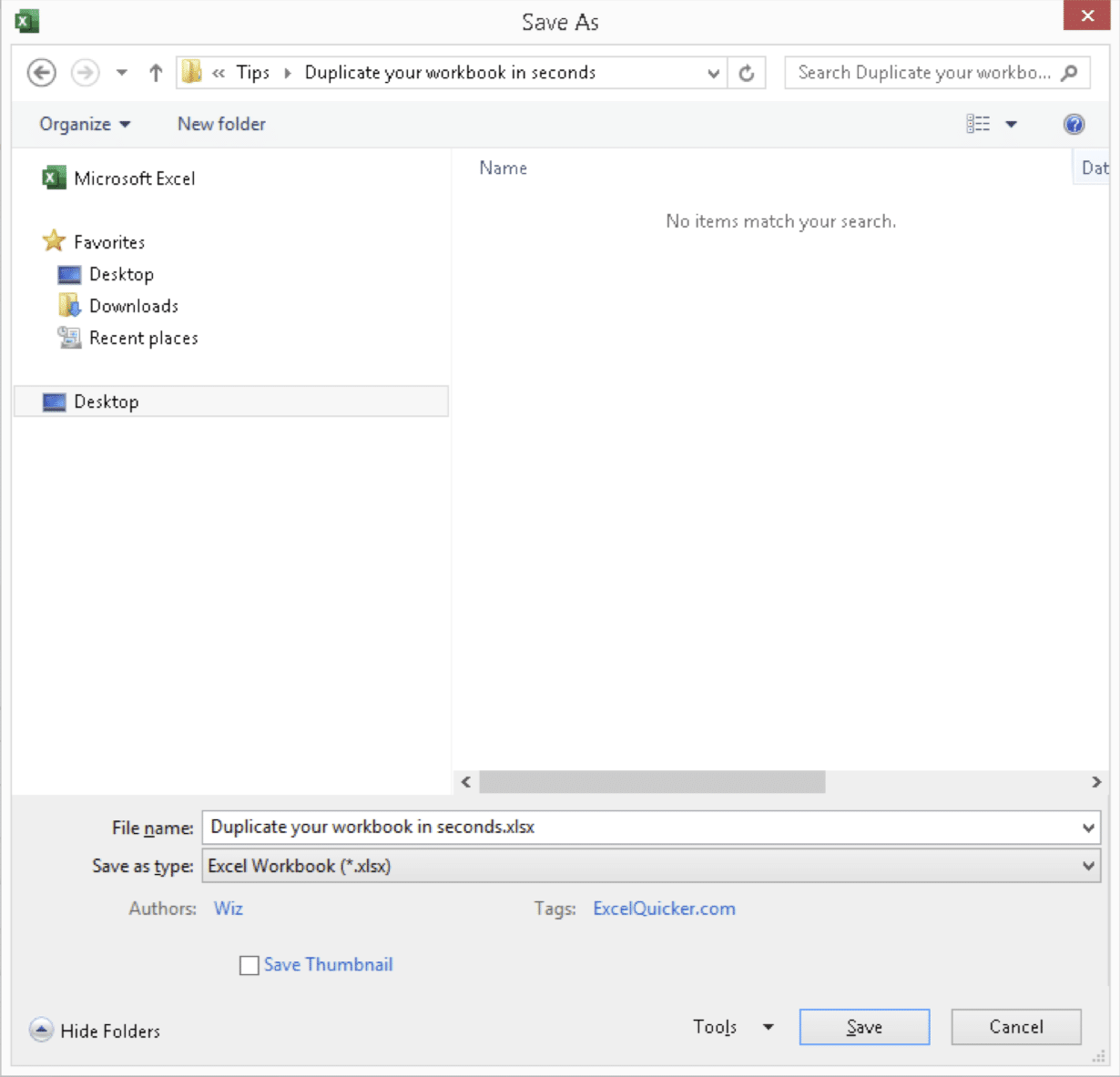 Duplicate your workbook in seconds - Excel Quicker